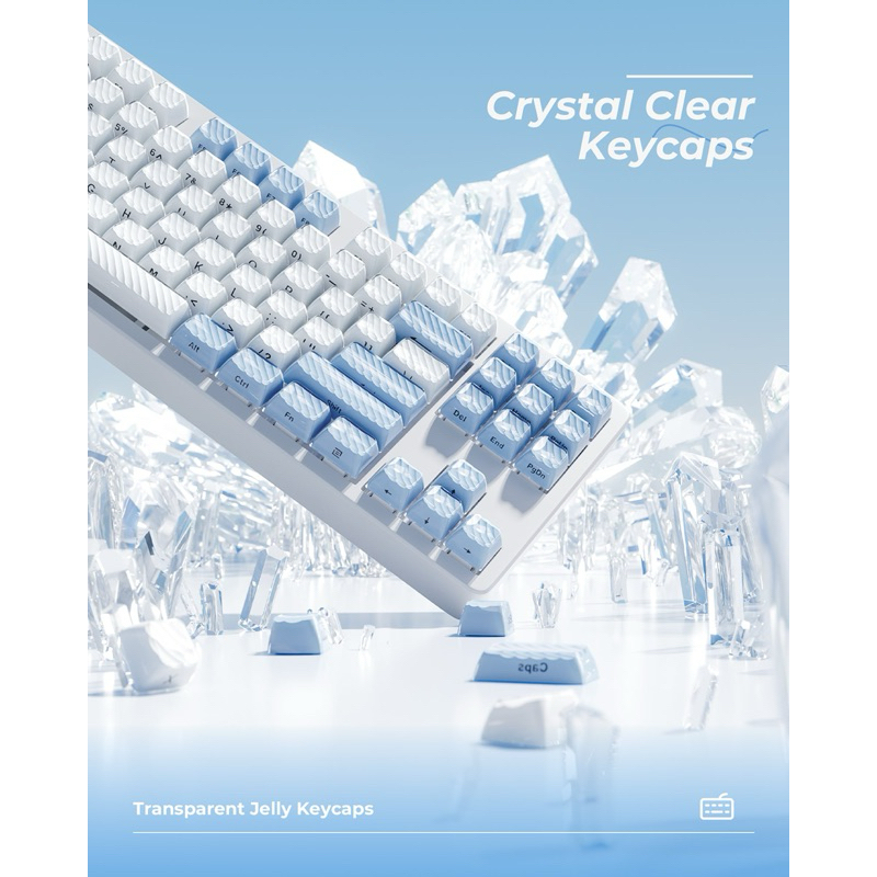 Xvx Magic Wave Series OEM Profile Side-Print Ice-Cube Keycaps - Blue ...