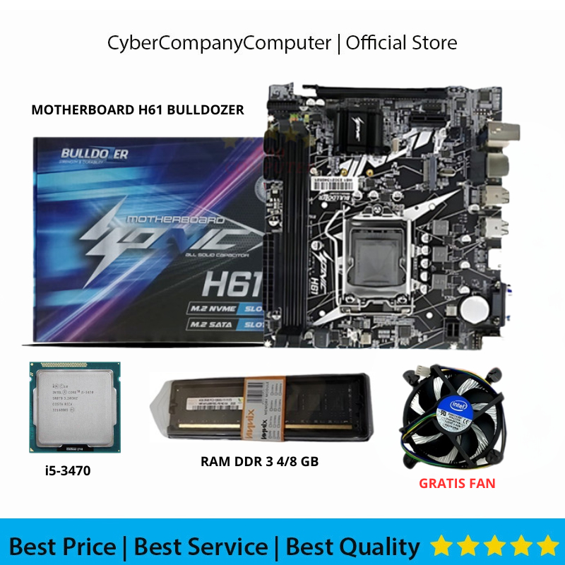 Bulldozer Mainboard Package H61 Core i5-3470 - Mobo H61 Socket LGA1155 ...