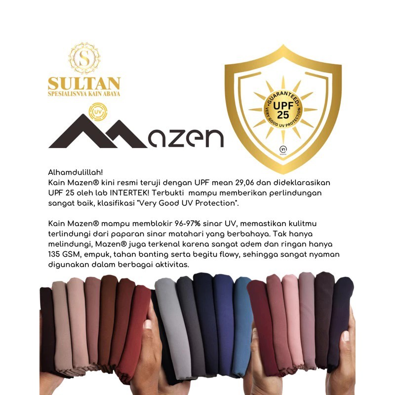 Per50cm Mazen Sultan Fabric Anti UV UPF 25 Wide Plain Premium Fabric ...