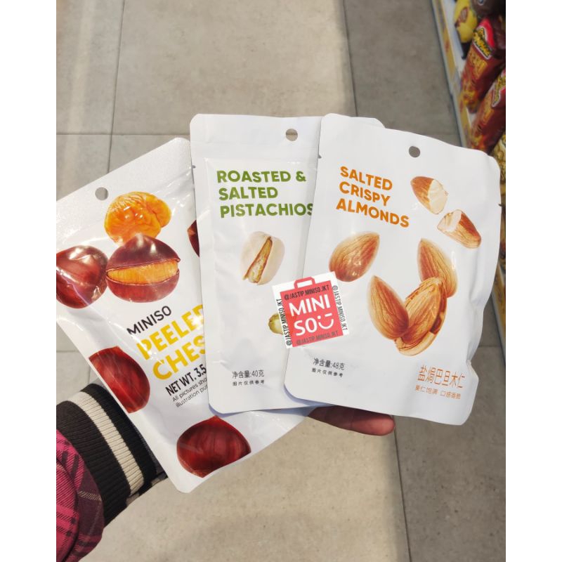 Miniso Snacks SALTED CRISPY ALMONDS / ROASTED & SALTED CYSTCHIOS ...