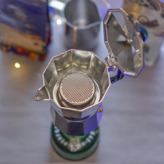 MESIN Moka pot modified machine-style 9Barista uses 2 cup basket & moka ...