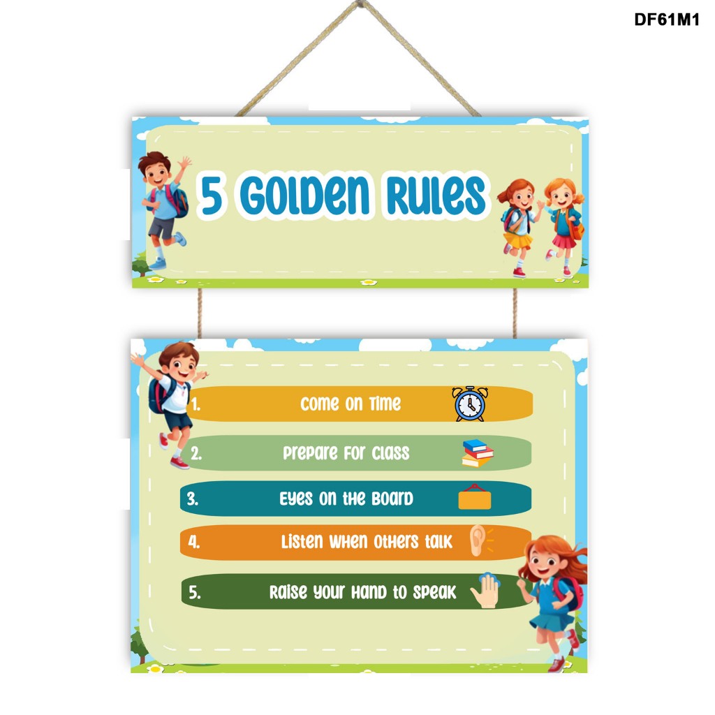 HIASAN DINDING Wall decoration 5 GOLDEN RULES 2 layers wall display ...