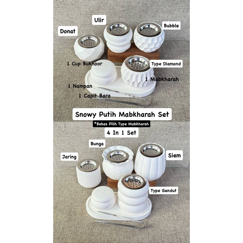 PUTIH Snowy White Mabkharah Set 4 in 1 / Mabkhara Set Arabic aesthetic ...
