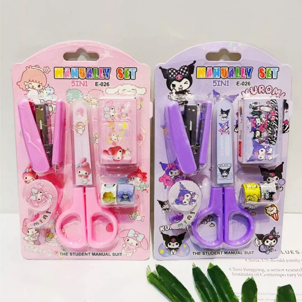 Scissors Set 5in1 Stapler Cutter Dispenser Mini Solation Tape Sanrio ...