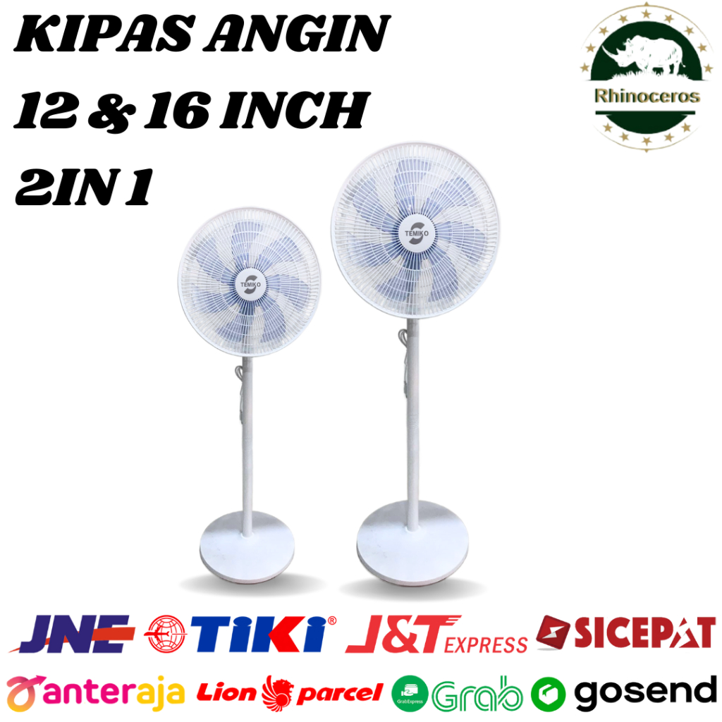PUTIH Standing Fan 12 Inch Stand Fan Floor Fan 16 Inch White Plastic ...