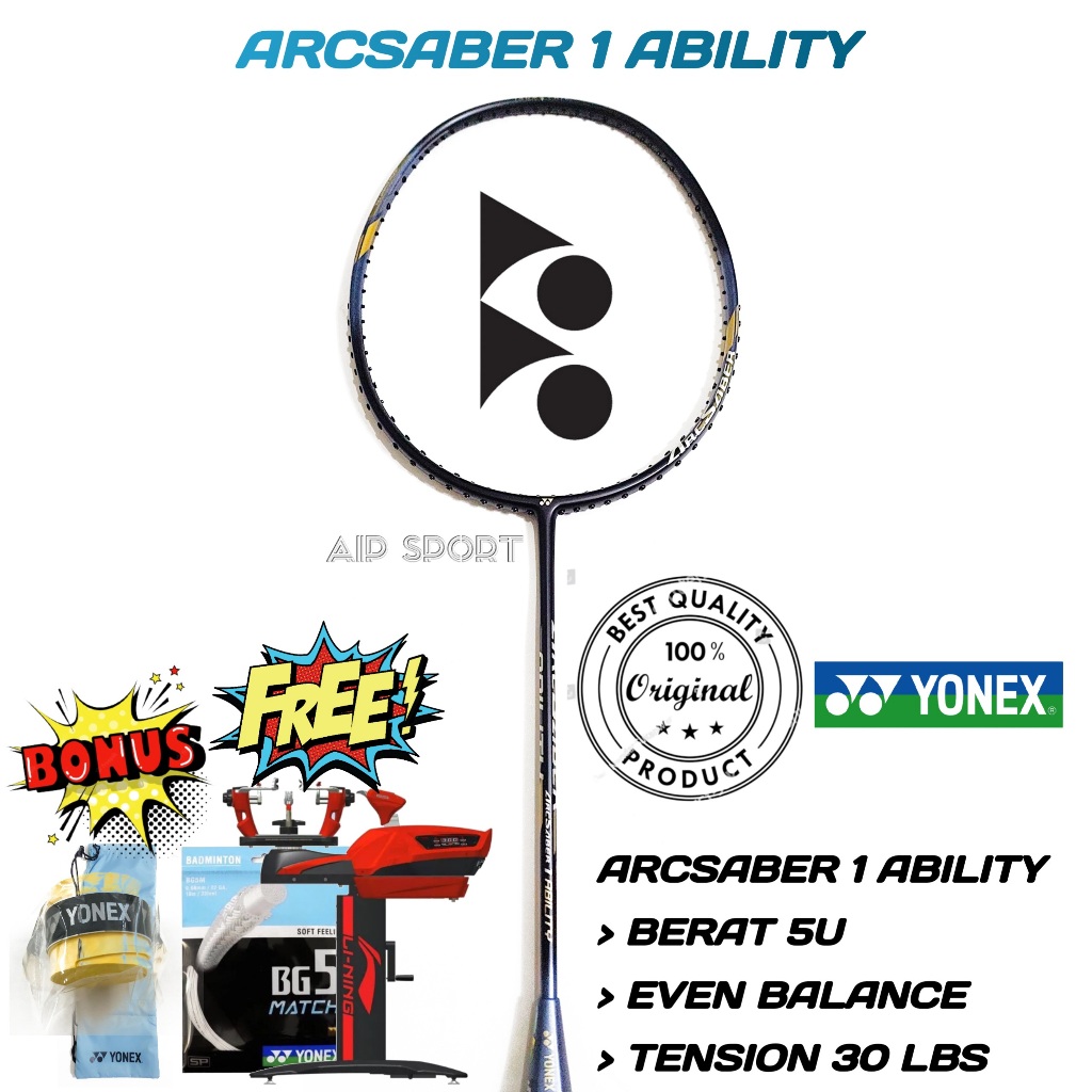 Original Yonex Arcsaber 1 Feel Clear Ability Badminton Racket | Shopee ...