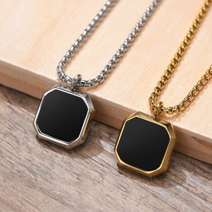 Titanium Rolo Necklace Cool Enamel Square Box Pendant 2024 Korean Style ...