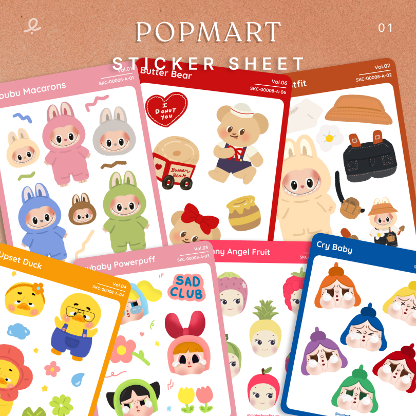 Popmart sheet Sticker | Pumpkin | Cry Baby Powerpuff | Upset Duck ...