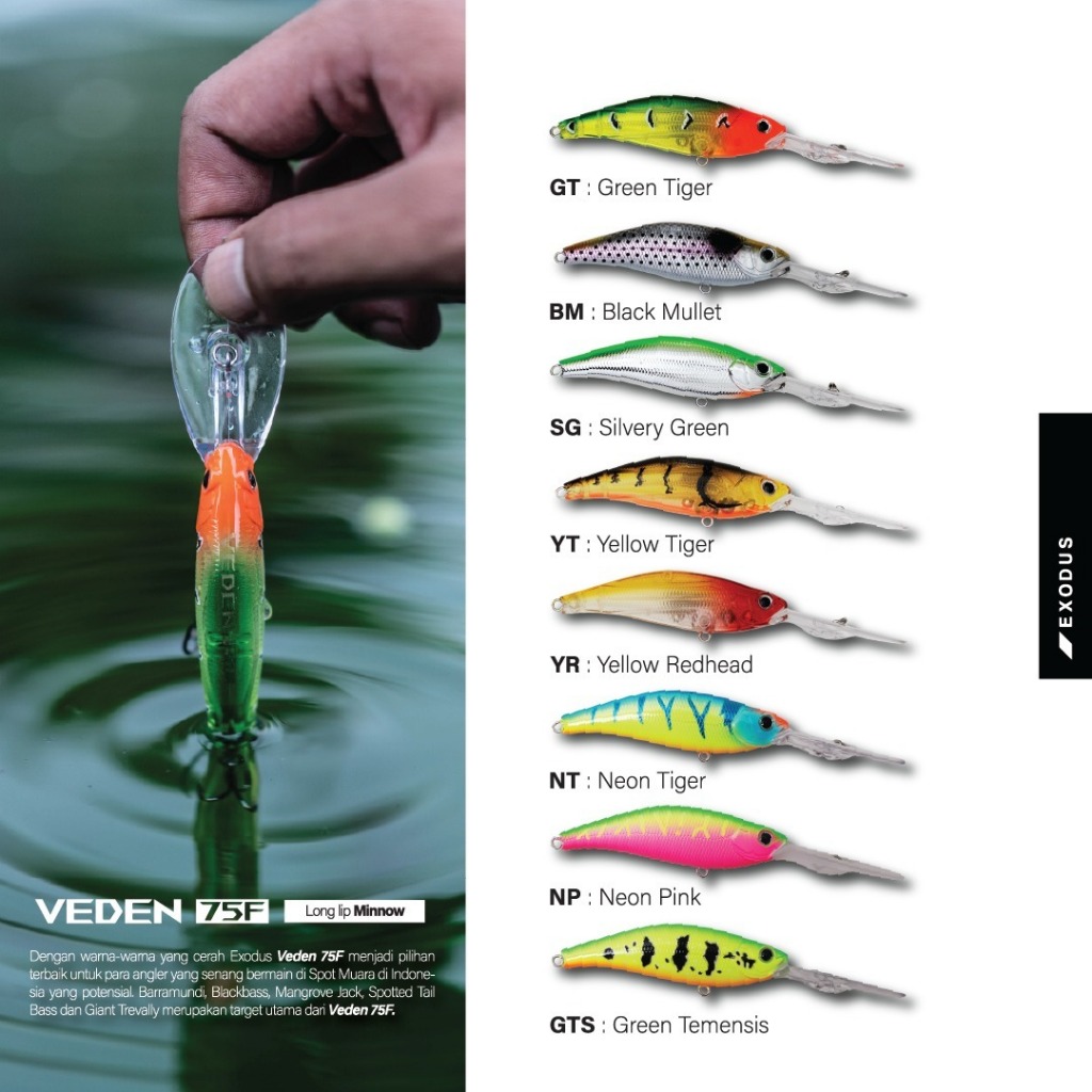 Exodus Veden 75F Bait - Long Lip Minnow | Shopee Malaysia