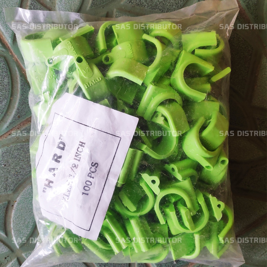 HIJAU (100 Pcs) 1/2" inch HARD Pipe Clamps Per Pack / Green PVC Pipe ...