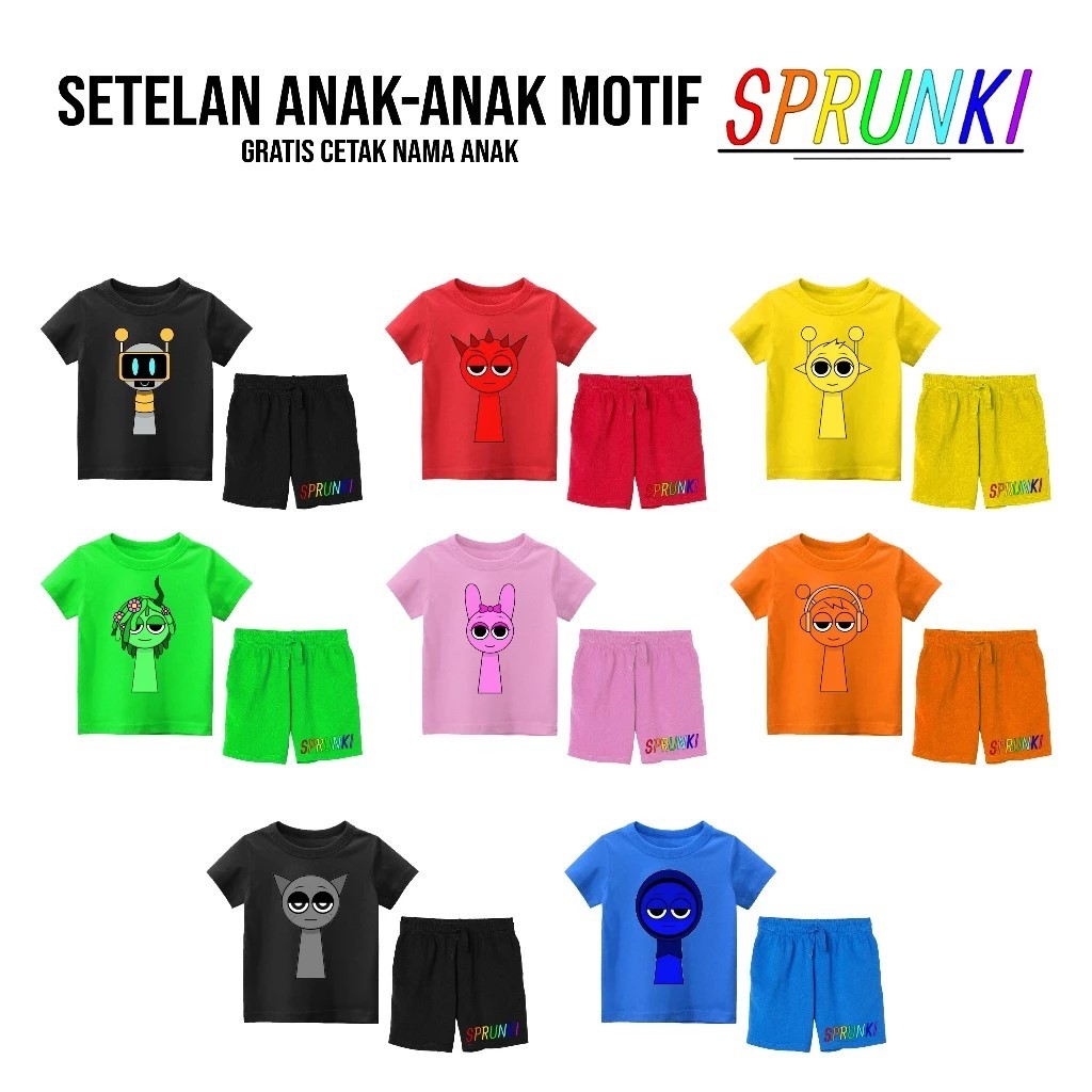 Sprunki INCREDIBOX CHARACTER CHILDREN'S T-SHIRT SET - FREE NAME ...