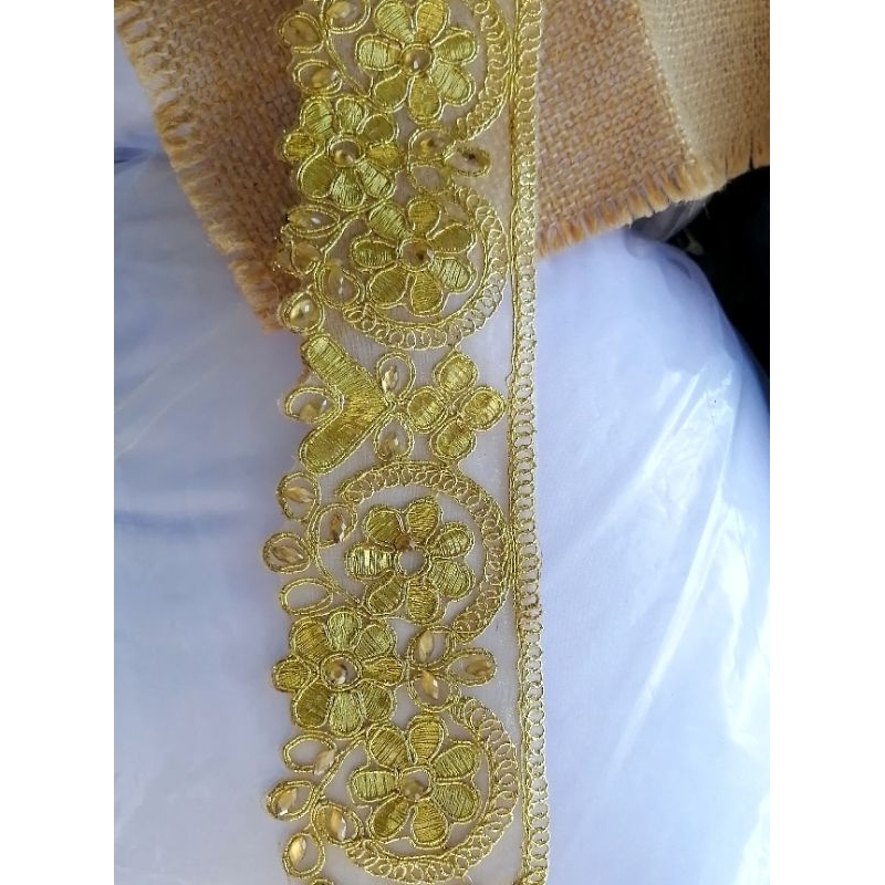 Premium Indian embroidered lace with crystals 7 cm wide (price per half ...
