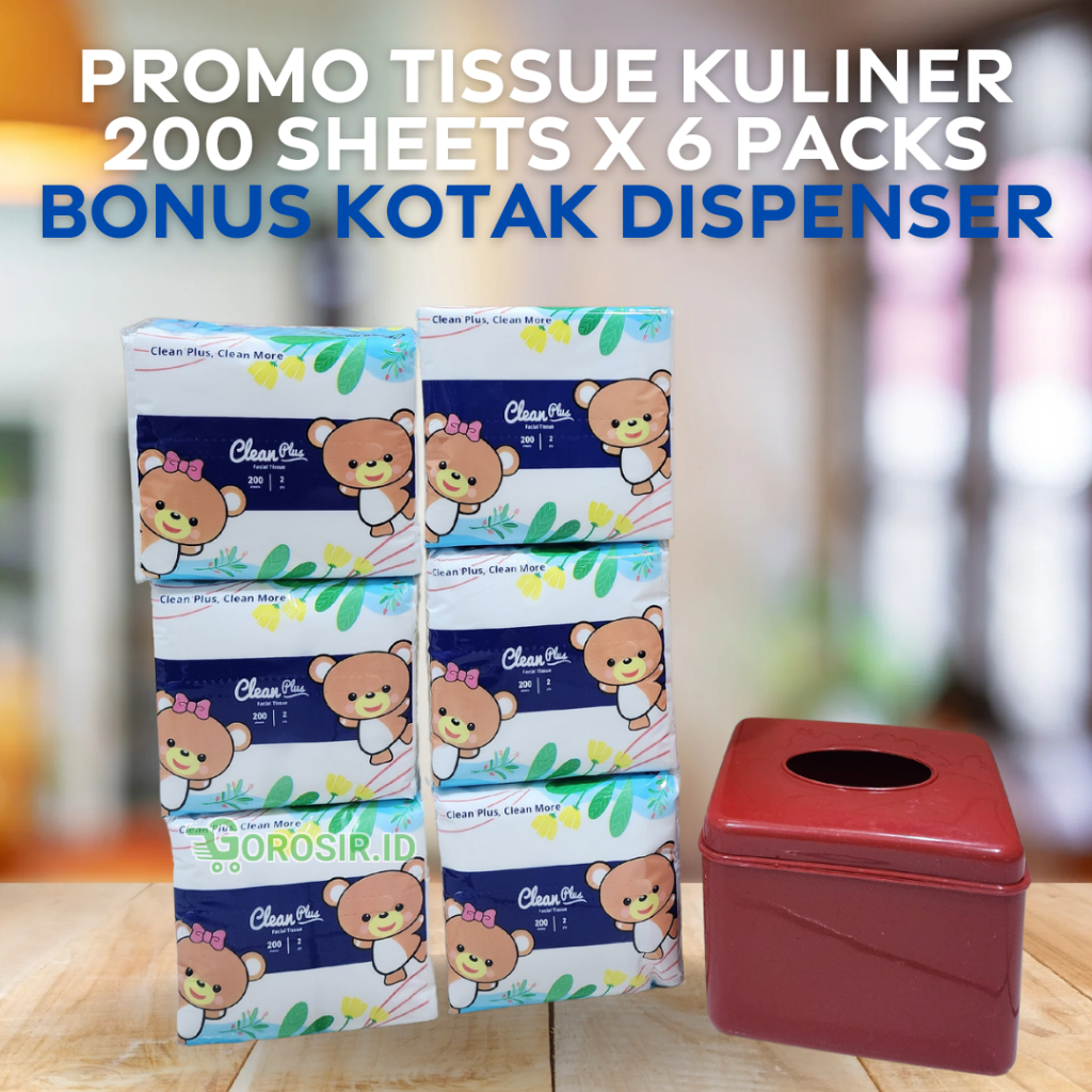 Clean Plus culinary tissue 200 sheets 6 pcs bonus dispenser box ...