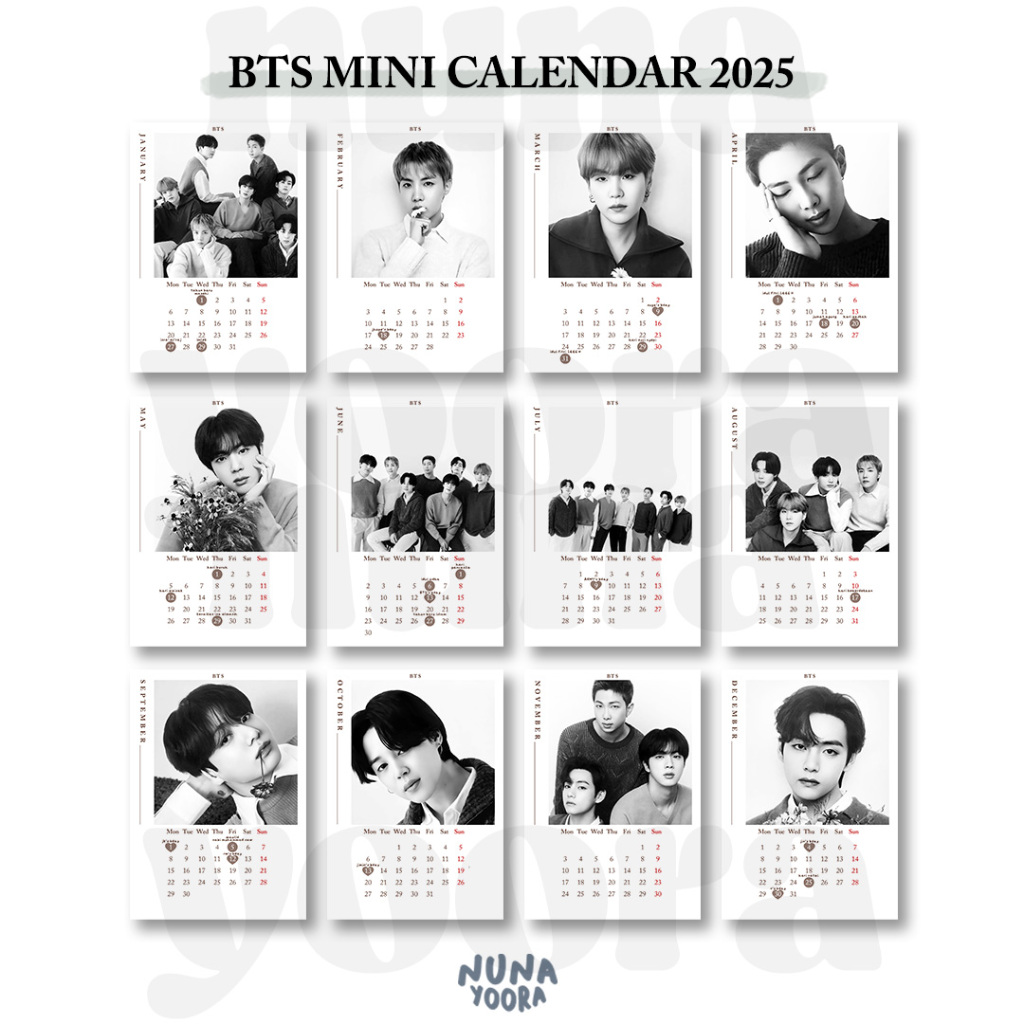 Bts AESTHETIC MINI CALENDAR 2025 - AESTHETIC kpop table CALENDAR 2025 ...
