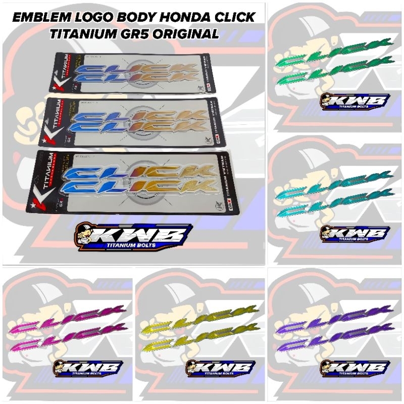 Original honda click titanium gr5 body logo emblem, complete color ...