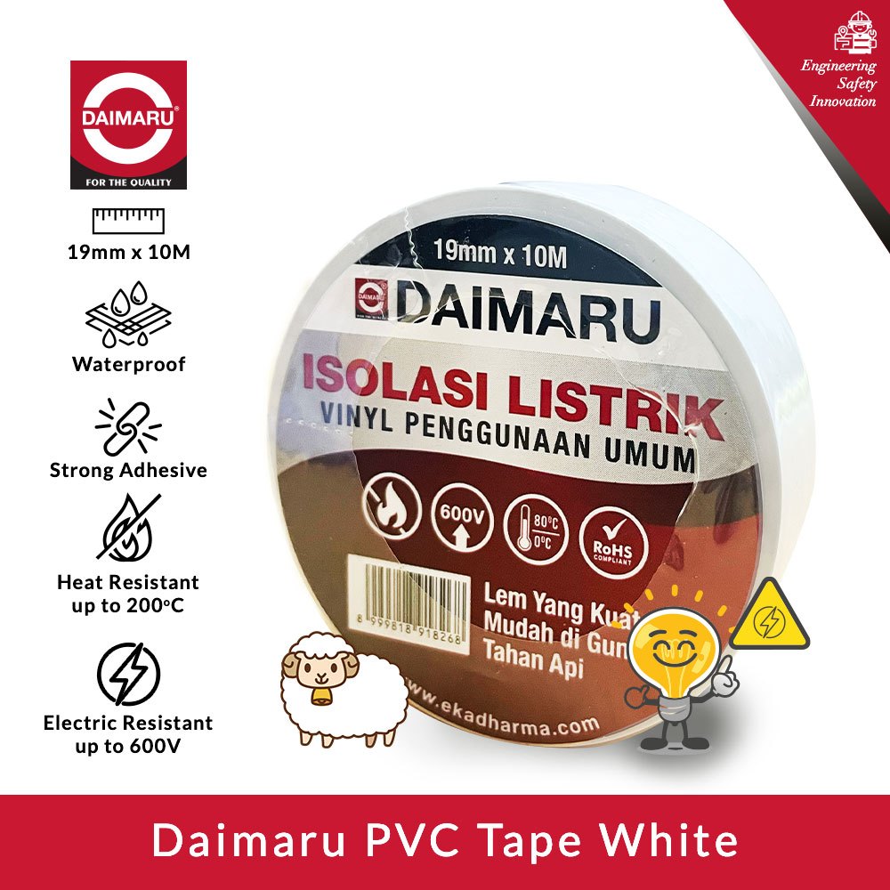 PUTIH Daimaru PVC Insulation Tape White Electrical Insulation White 19 ...