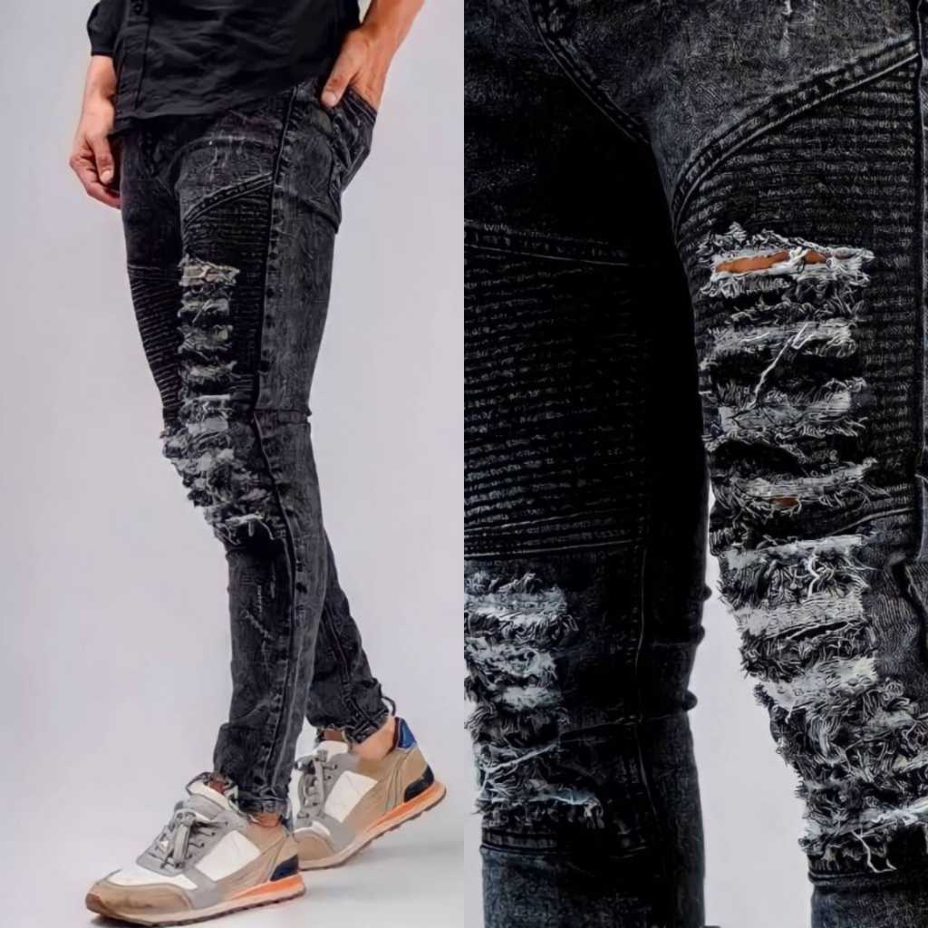 Men's Ripped Long Jeans Bikers Boys Torn Torn Torn Torn Slimfit Skinny ...