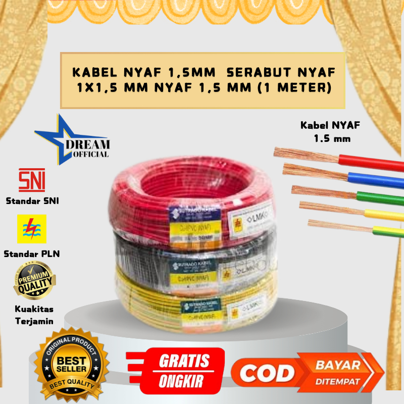 Nyaf CABLE 1,5MM NYAF FIBER 1X1,5 MM NYAF 1,5 MM (1 Meter) | Shopee ...