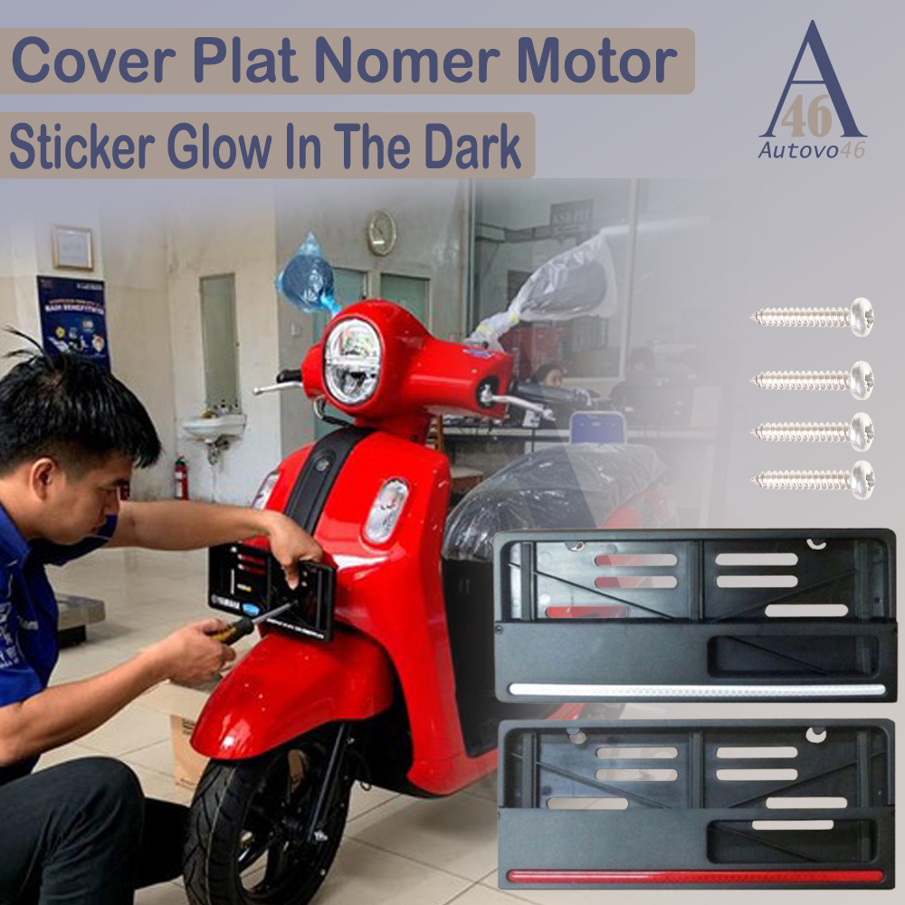 HITAM Pair of Black Motorcycle Number Plate Holder Covers List of Glow ...