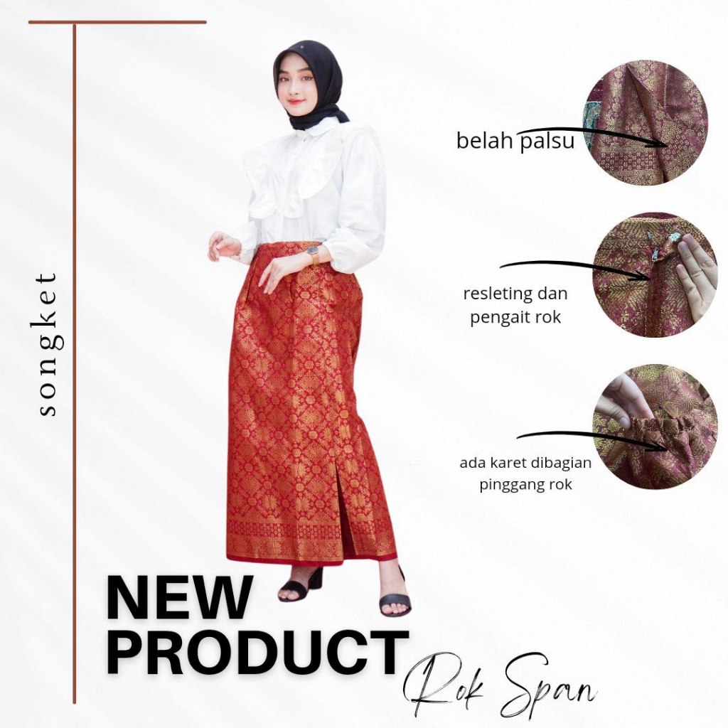 Songket Pash - Songket Motif Span Skirts in Various Motifs and Colors | Shopee Malaysia