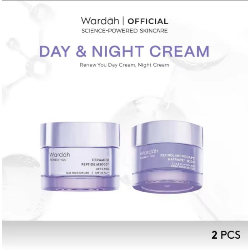 (Save Package) Wardah Renew You ceramide peptide day + night cream 30ml ...