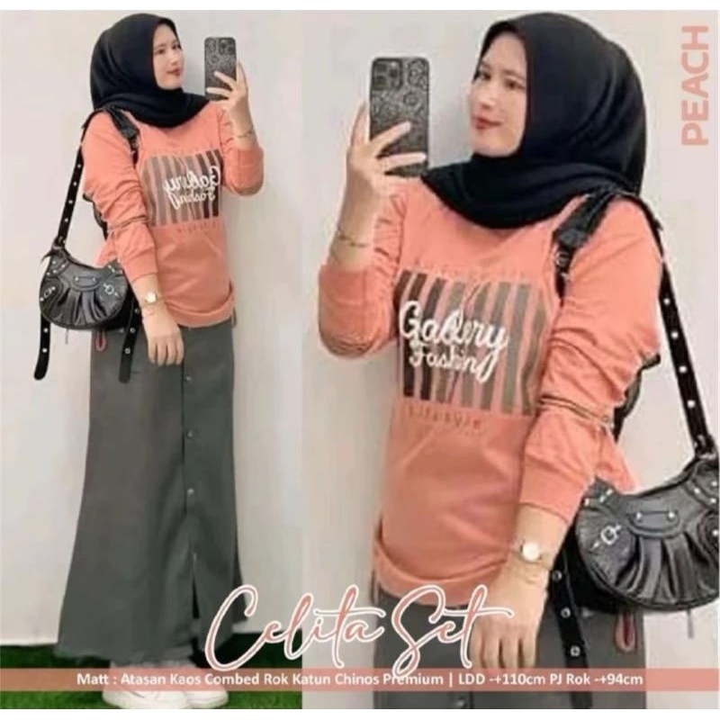 Celita SET / MONIKA SET (CHINOS MIX COMBED SKIRT SET) | Shopee Malaysia