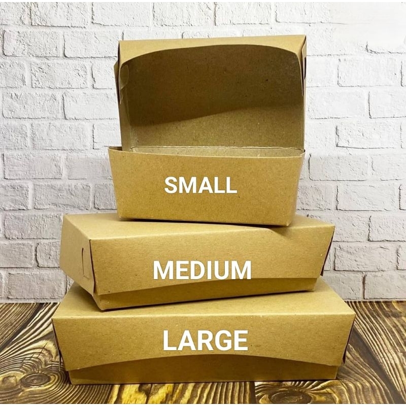 (100 Pcs) Thick Paper Lunch Box size M (Medium) Eco Kraft Insert ...