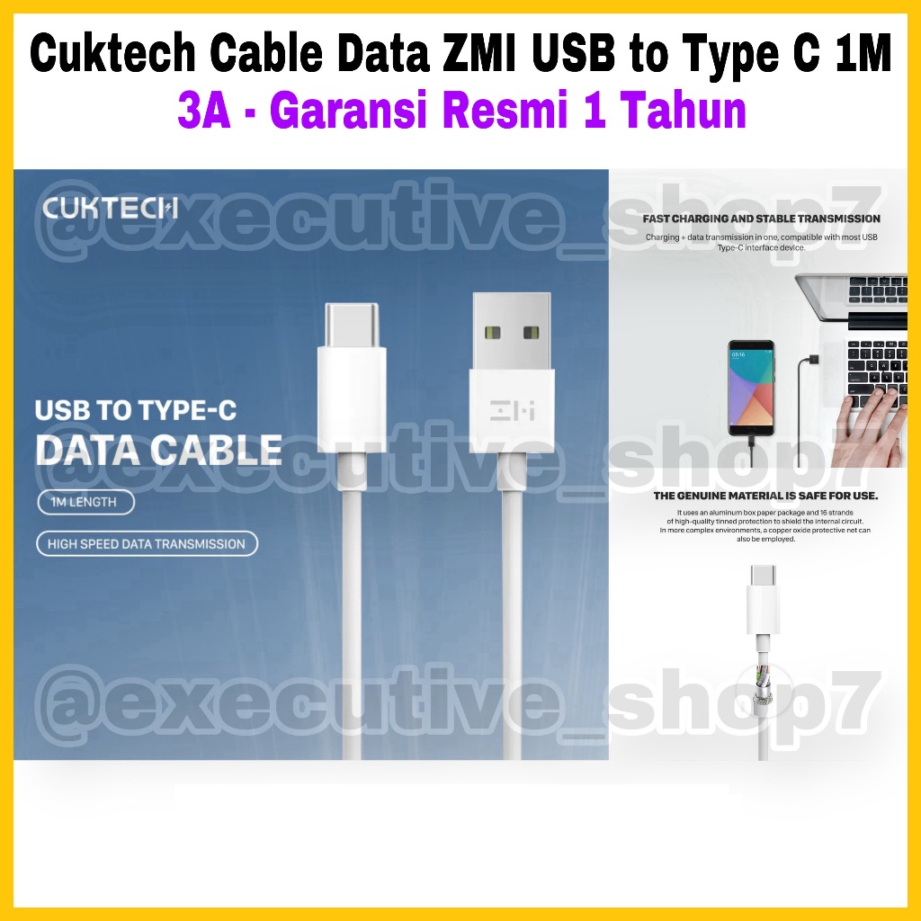 Cuktech ZMI USB to Type C Data Cable 1M - 3A - Official 1 Year Guarantee | Shopee Malaysia