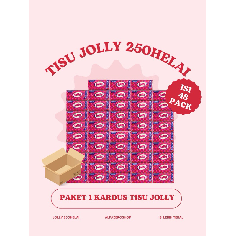 Jolly Package 1 Box Jolly Tissue 250 Sheets 2 Ply Facial Tissue Facial ...
