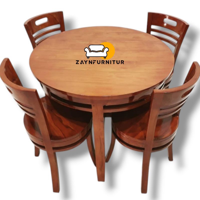 KAYU Teak Wood Minimalist Round Dining Table | Shopee Malaysia