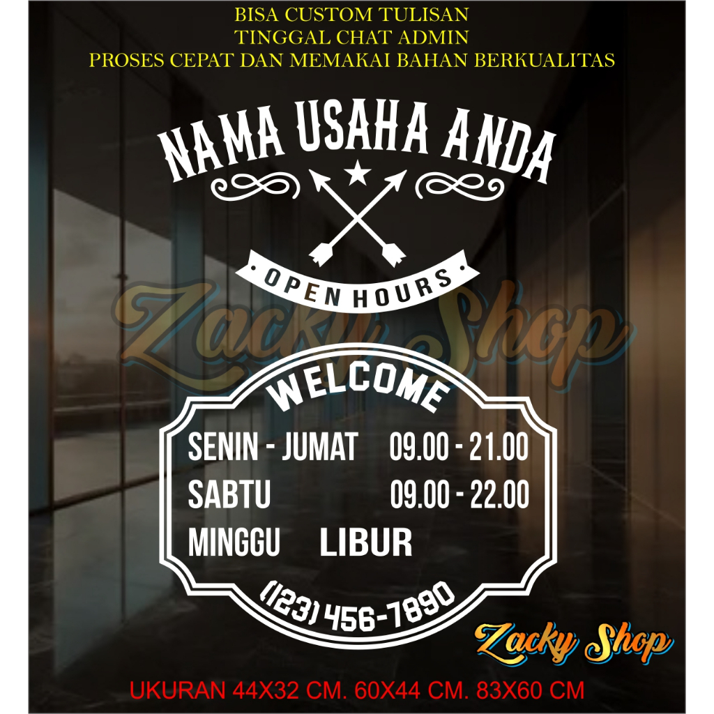 Cutting STICKER OPEN HOURS OPEN CLOCK OPEN STICKER CUSTOM SHOP BARBER ...