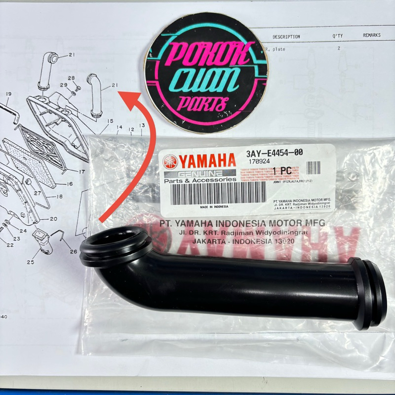 Upper air filter joint Yamaha ALFA CHAMP SIGMA FORCE 1 F1Z F1ZR Original 3AY-E4454-00 | Shopee ...