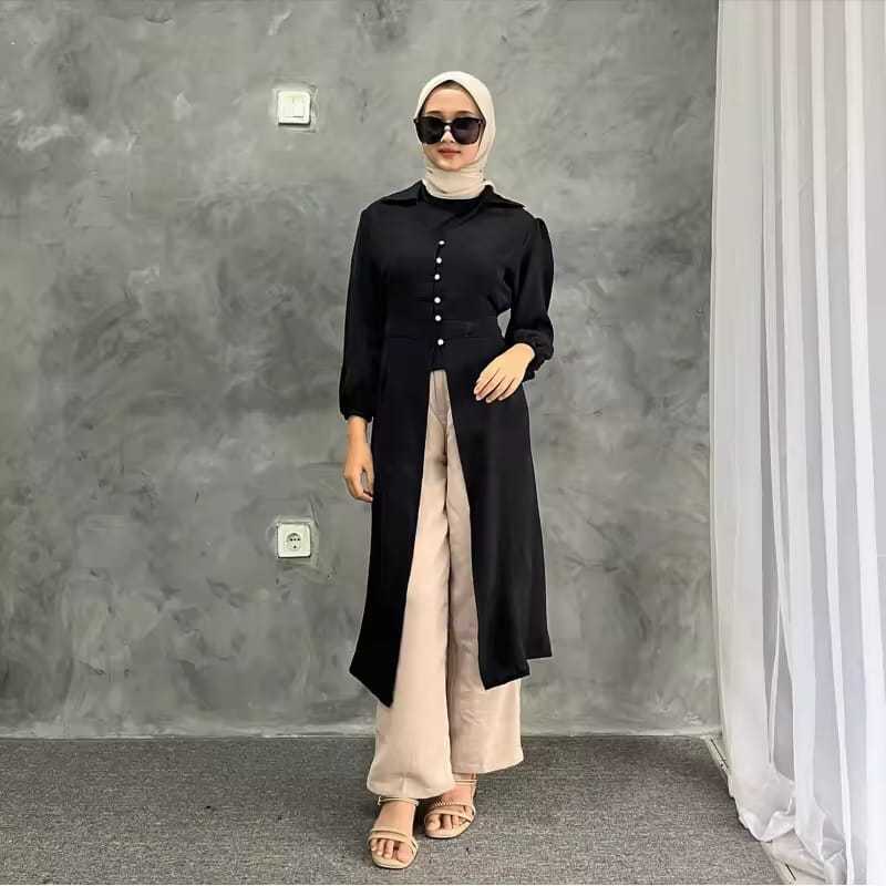 Ayana Outer Polo Linen Rubber Sleeve Tunic | Shopee Malaysia