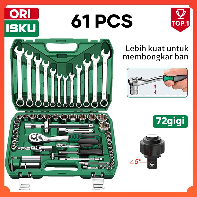 MATA Isku Shock Wrench Set 61 Piece Wrench Ring Wrench Set Auto Tool ...