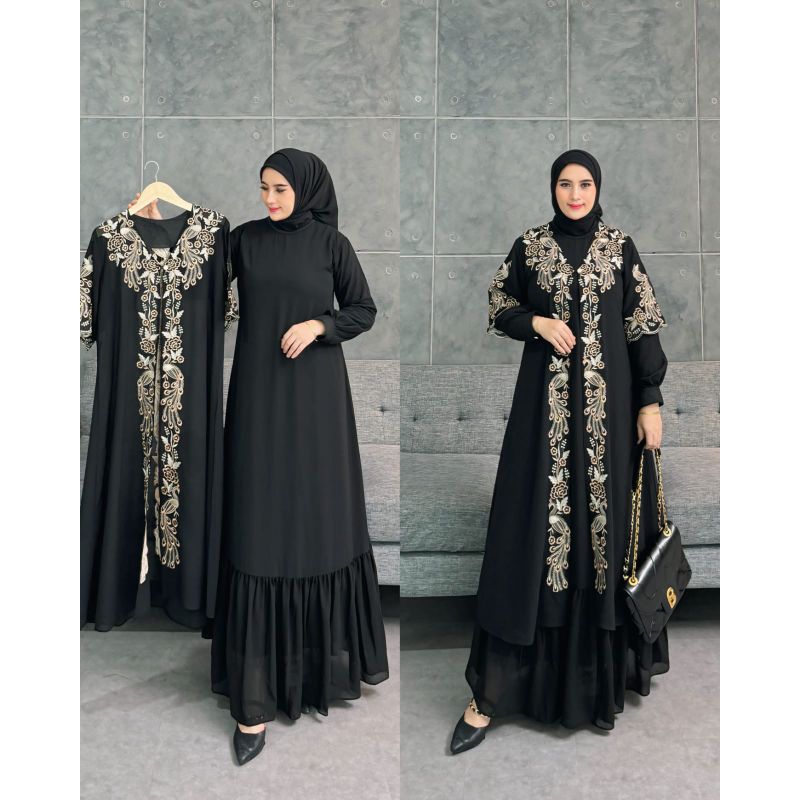 Abaya Safiyah Gamis Outer Model, one set of Peacock Feather Embroidery ...