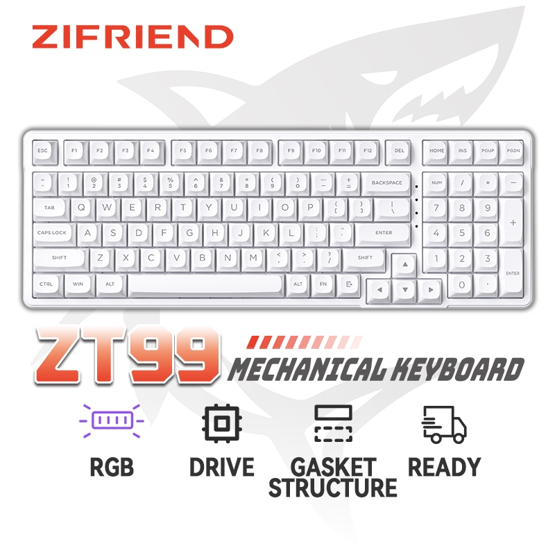 Zifriend ZT99 Gaming Mechanical Keyboard Gasket Design RGB 99 Keys ...