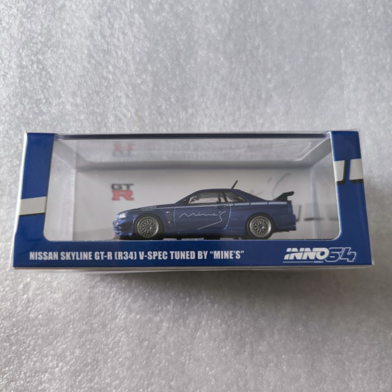 INNO64 NISSAN SKYLINE GT-R R34 V-SPEC TUNED BY MINE'S BLUE METALLIC | Shopee Malaysia