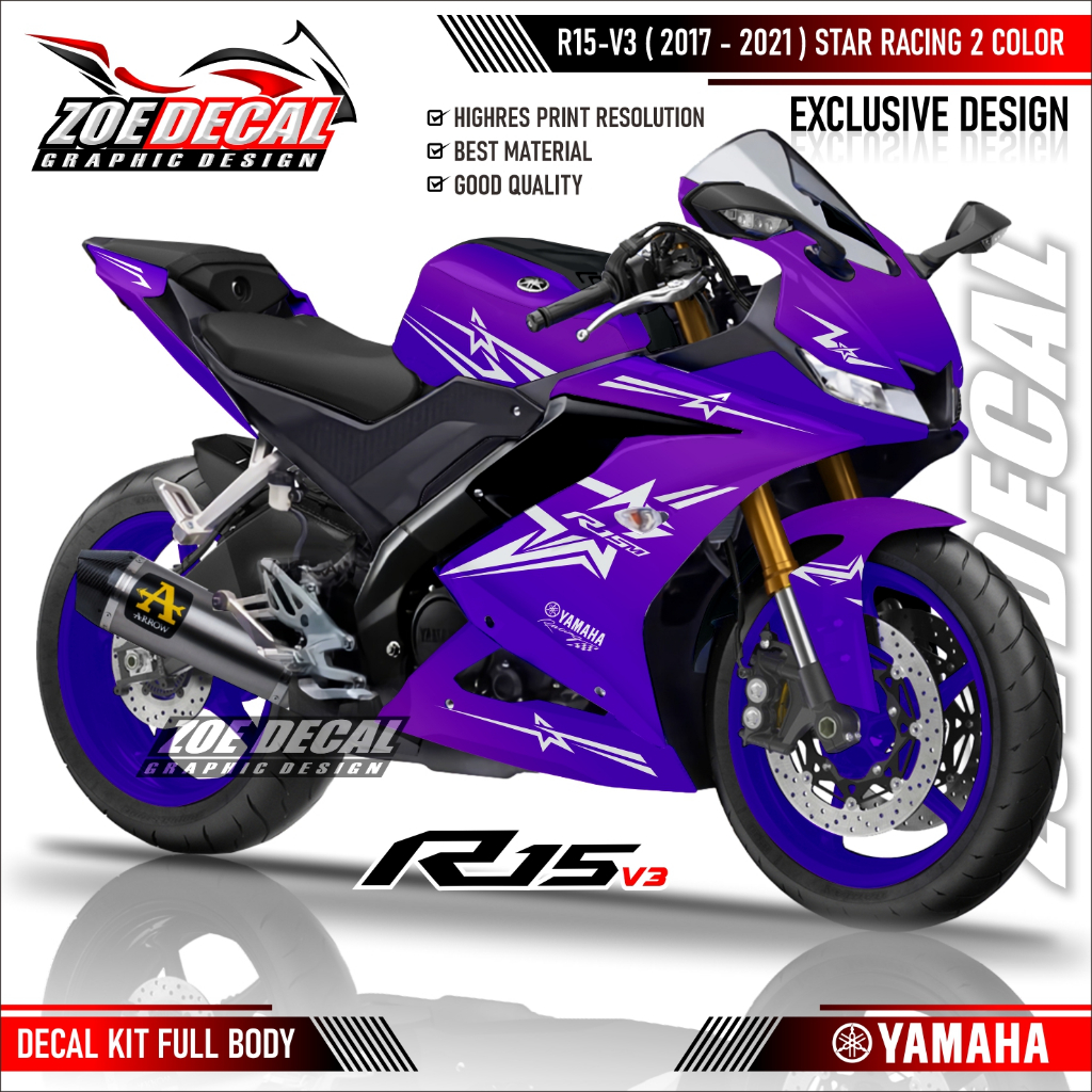 Latest DECAL STICKER FULL BODY YAMAHA R15 V3 STAR RACING MOTIF R15M ...