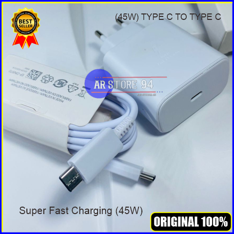 Charger Sams Galaxy S23 S23+ S23 Ultra ORIGINAL 100% Super Fast Charging 45W C TO C | Shopee ...