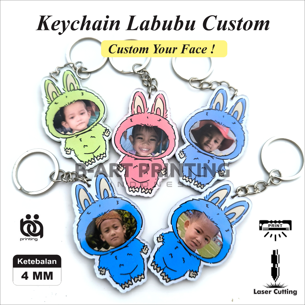 GANTUNGAN Labubu Ganci Character Ganci Keychain / CUSTOM FACE Keychain ...