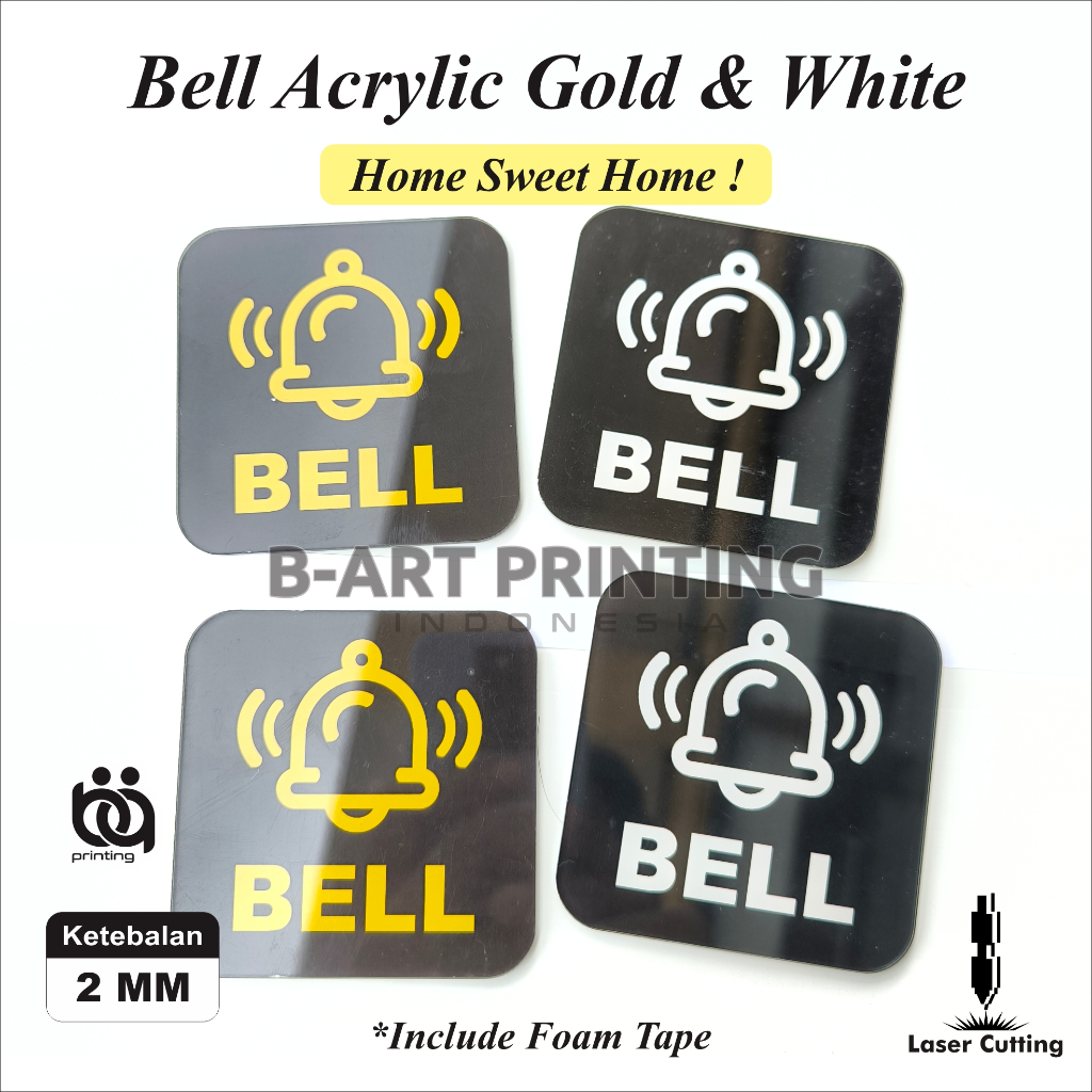 Acrylic Stick-on Sign "Bell" - Signage Cafe / Home / Office Acrylic ...