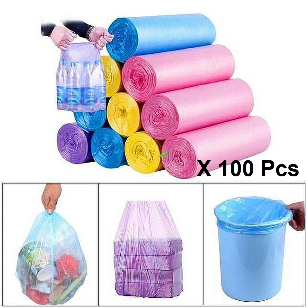 (100 Pcs) Roll Plastic Trash Bags Size 45cm x 50cm Contains 100 Pcs ...