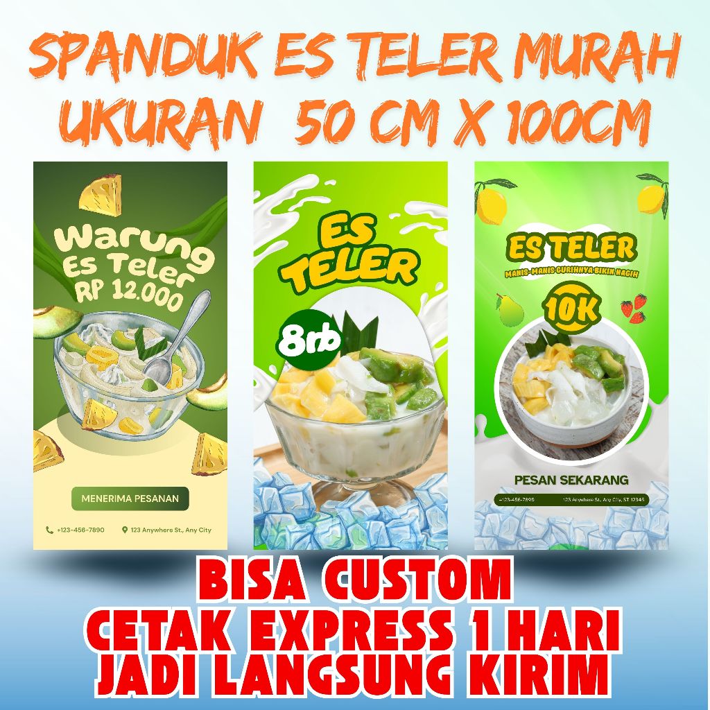 Es Teler Banner size 50cmx100cm can be customized with name size ...