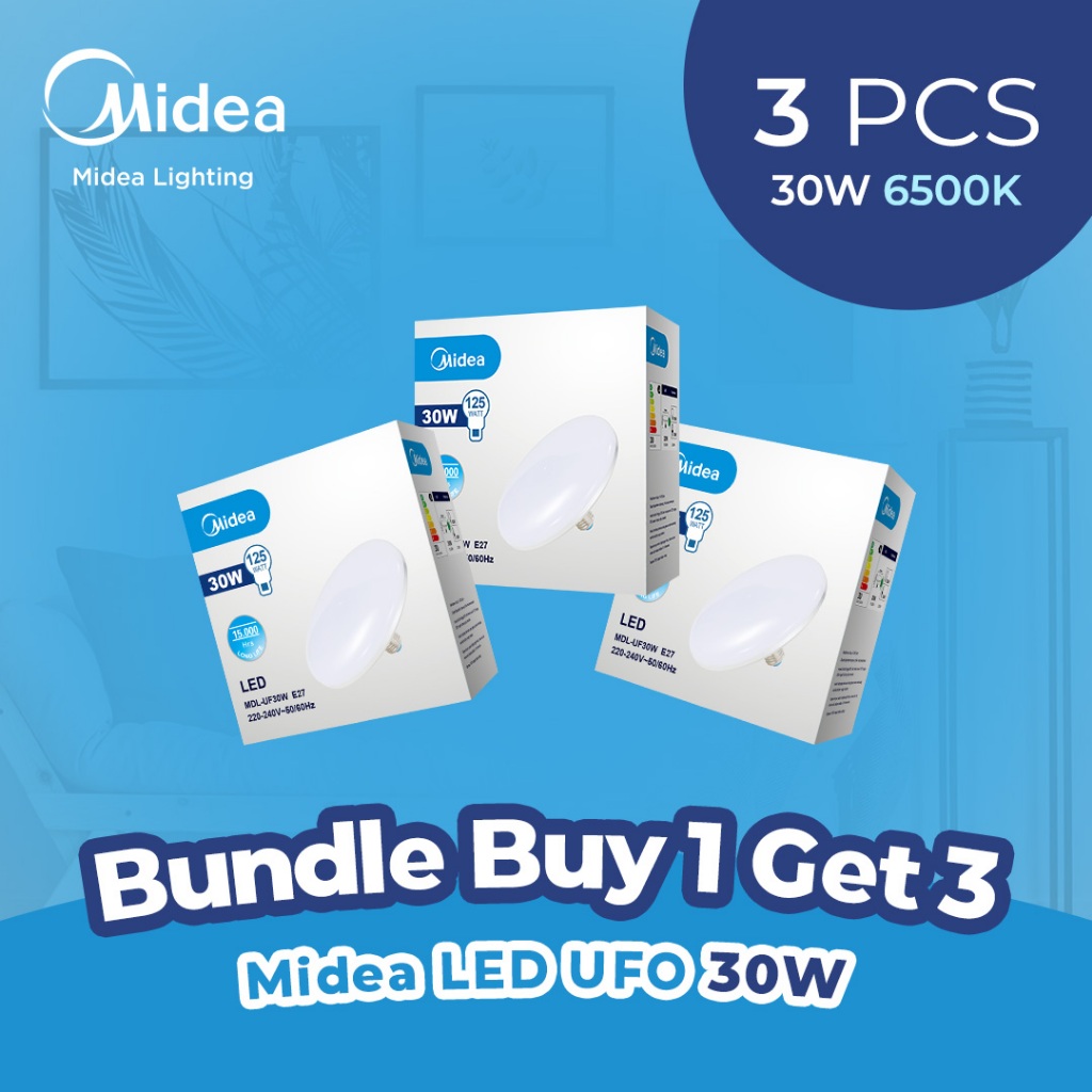 [Bundle] Midea Lighting - 30W 6500K UFO LED Lamp - White - 3 pcs ...