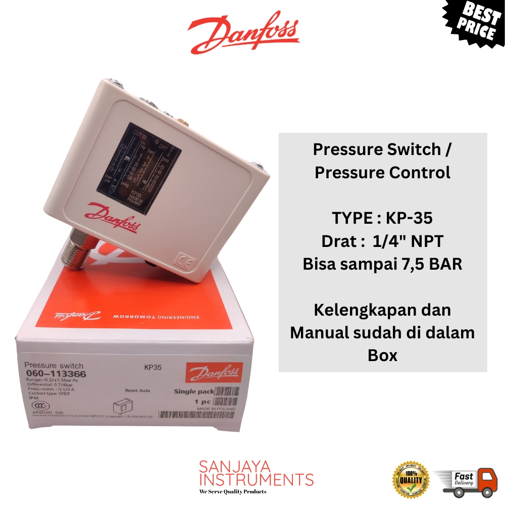 Danfoss Pressure Switch Type KP35 AUTO / Pressure Control 7,5 Bar | Shopee Malaysia