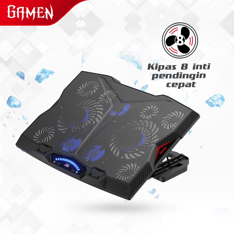 Gamen Cooling Pad Laptop Gaming Fan 5 Core 3900 RPM 6 Wind Speed Levels ...