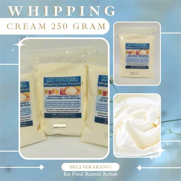 Premium Instant Whipped Cream Powder 250 grams Whipped Cream Whipped ...