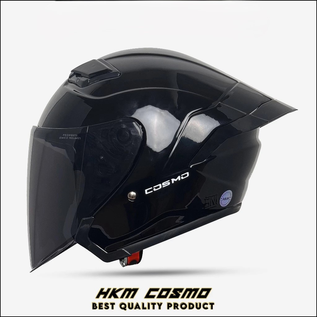 Hkm Cosmo Black Glosy Solid Adult Half Face Helmet Latest Motorcycle ...