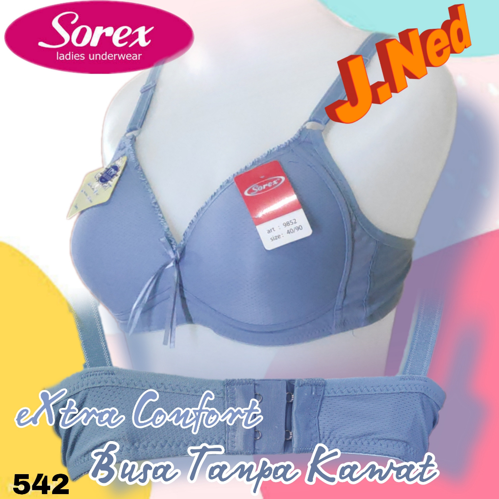 J542 Sorex Extra Comfort Women's Foam Bra Without Wire Size 36-42 Cup AB Two Hooks | Shopee Malaysia