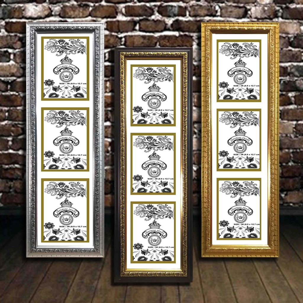 Figura Frame 3R 3 IN 1 (stacking) CARVED Vertical gold/brown/silver ...